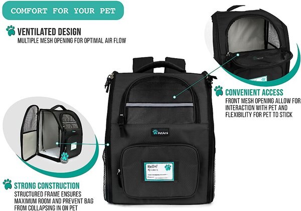 PETAMI Deluxe Backpack Dog & Cat Carrier, Black - Chewy.com
