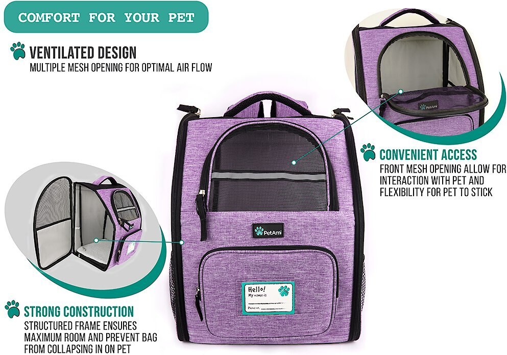 PETAMI Deluxe Backpack Dog & Cat Carrier, Heather Purple - Chewy.com