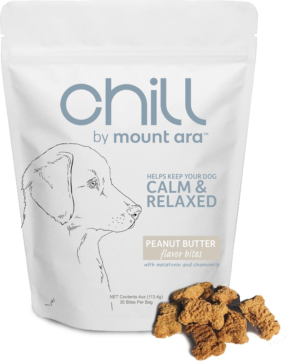 MOUNT ARA Chill Bites Peanut Butter Dog Treats, 4-oz bag - Chewy.com