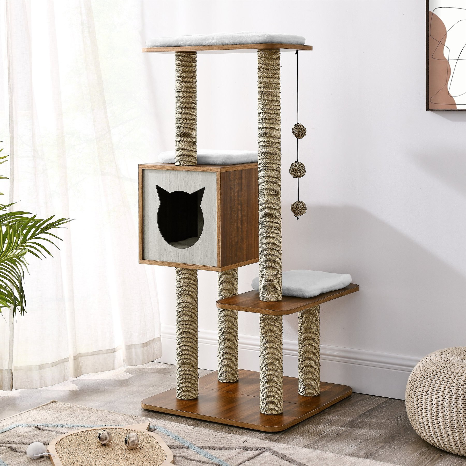 SWEET BARKS 48-in Rope Cat Tree & Condo, Brown - Chewy.com