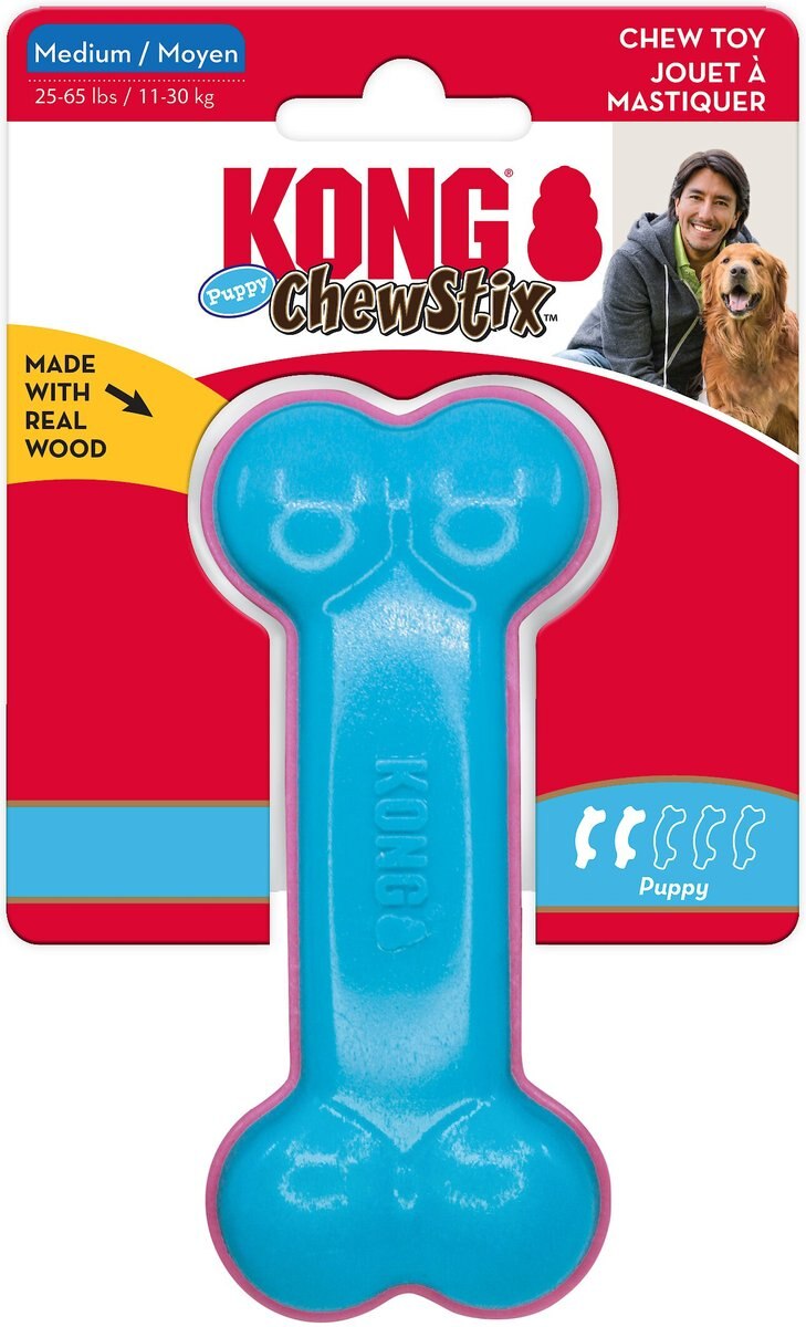 KONG ChewStix Puppy Curve Bone, Pink/Blue, Medium - Chewy.com
