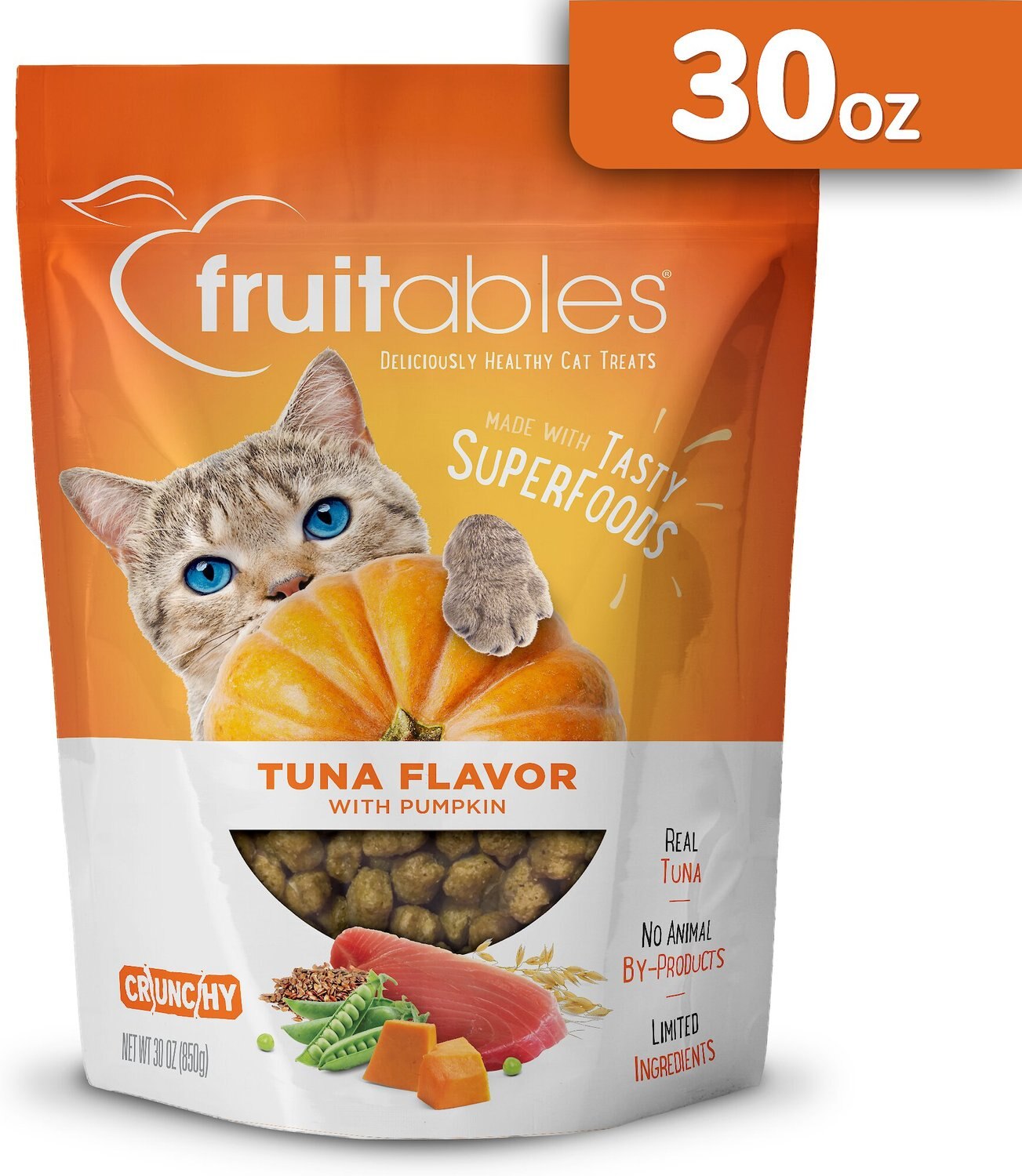 FRUITABLES Tuna & Pumpkin Flavor Crunchy Cat Treats, 30-oz bag - Chewy.com