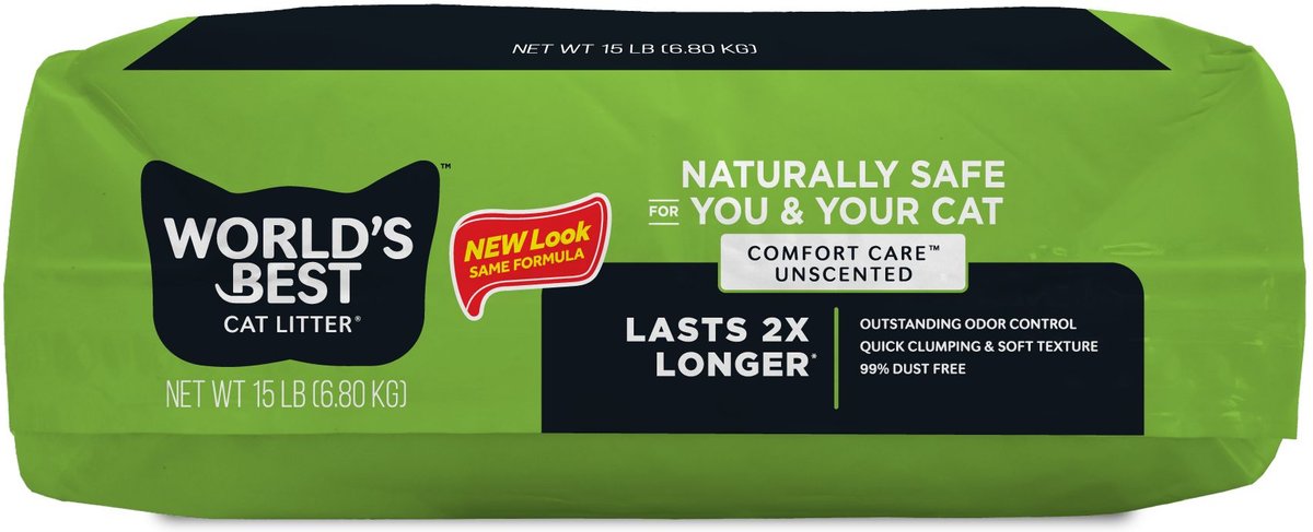 WORLD'S BEST Comfort Care Unscented Clumping Corn Litter, 15-lb bag ...