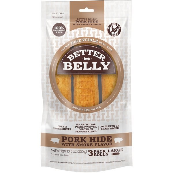 BETTER BELLY Pork Hide Smoke Flavor Twists Dog Treats, 25 count - Chewy.com