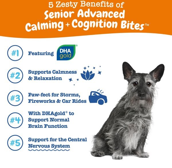 ZESTY PAWS Senior Advanced Calming + Cognition Bites Chicken Flavor ...