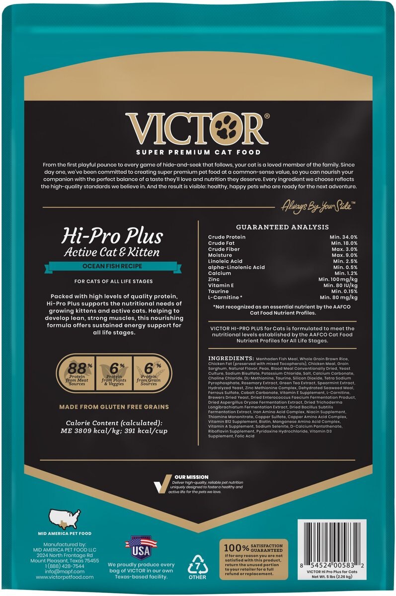 VICTOR Hi-Pro Plus Active Cat & Kitten Ocean Fish Recipe Dry Cat Food ...