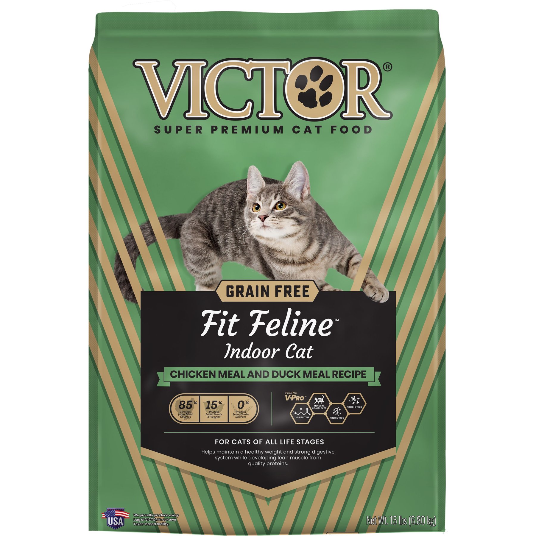 VICTOR Fit Feline Indoor Grain-Free Chicken Meal & Duck Meal Recipe Dry ...