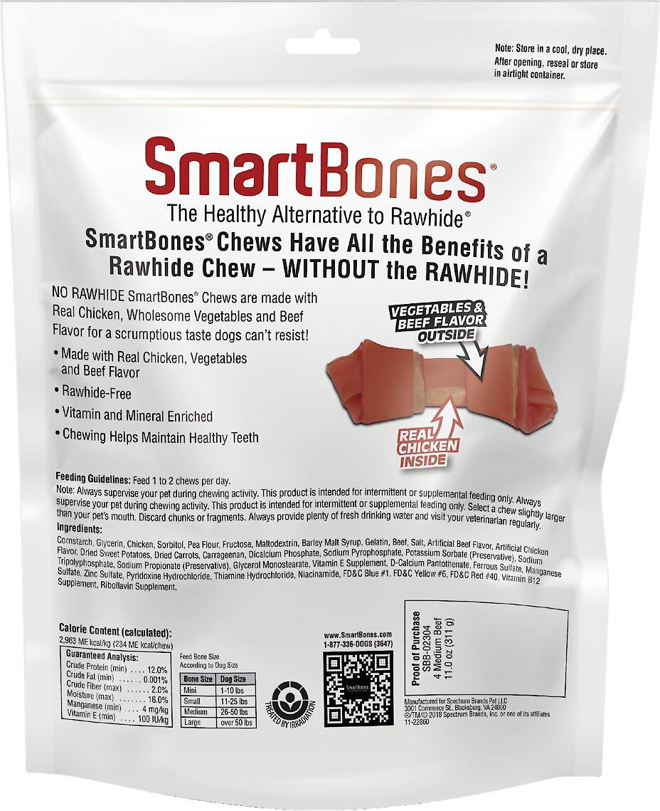 SMARTBONES Medium Beef Chew Bones Dog Treats, 12 count - Chewy.com