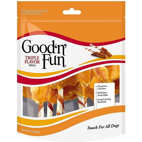 GOOD 'N' FUN Triple Flavor Wings Beef, Pork & Chicken Dog Chews, 12-oz ...