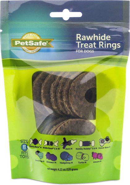 PETSAFE Busy Buddy Natural Rawhide Rings Dog Treats, Size B, bundle of ...
