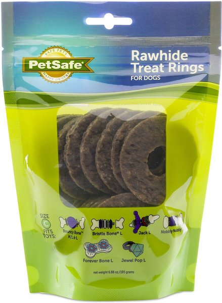 PETSAFE Busy Buddy Natural Rawhide Rings Dog Treats, Size C, bundle of ...