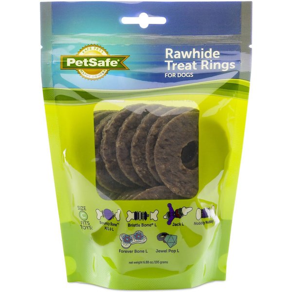 PETSAFE Busy Buddy Natural Rawhide Rings Dog Treats, Size C, bundle of ...