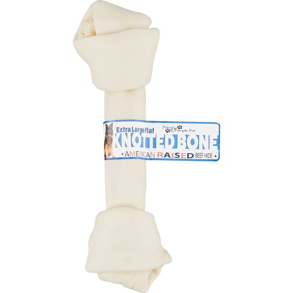 PURE & SIMPLE PET Flat Knotted Rawhide Bone Dog Treat, X-Large, 2 count ...