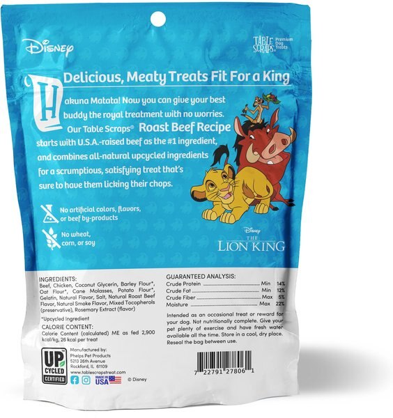 DISNEY TABLE SCRAPS Simba Roast Beef Recipe Jerky Dog Treats, 5-oz bag ...