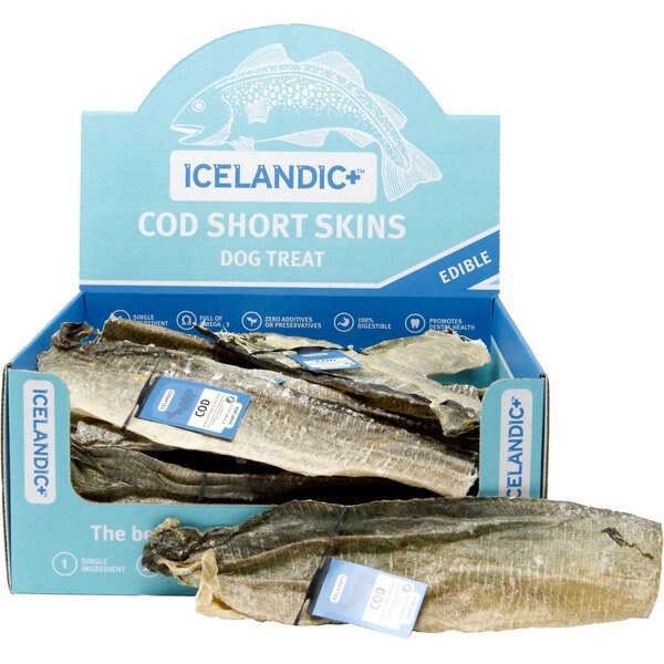 Out of Stock - ICELANDIC+ Cod Short Skin Strips Fish Dog Treat, 4 count ...