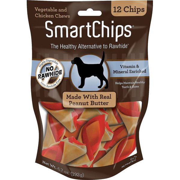 SMARTBONES SmartChips Peanut Butter Chews Dog Treats, 24 count - Chewy.com