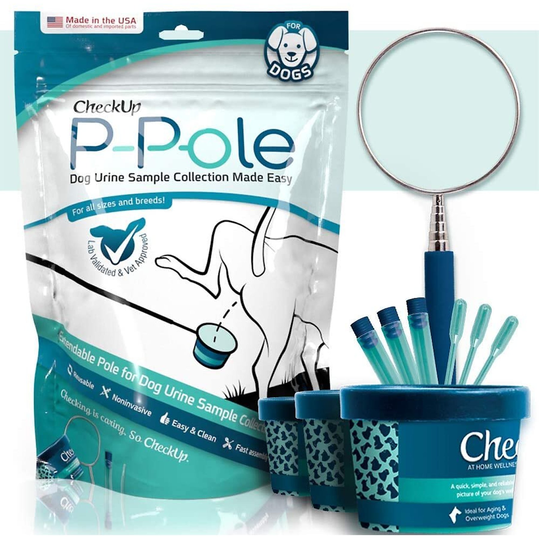 CHECKUP P-Pole Telescopic Pole, Cups, Pipettes & Vials Dog Urine ...