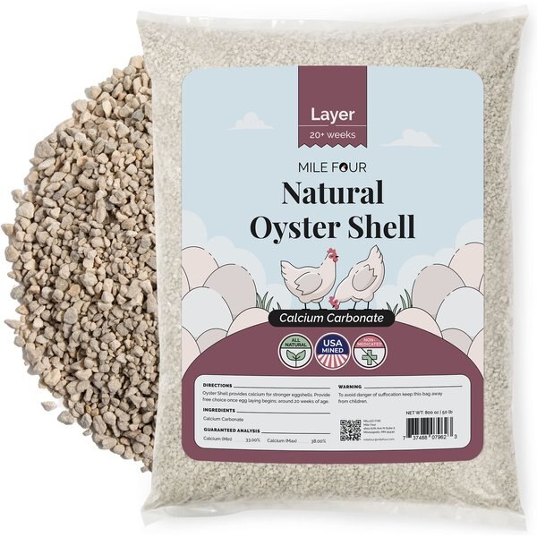 MILE FOUR Oyster Shell Calcium Hen Supplement, 50-lb bag - Chewy.com