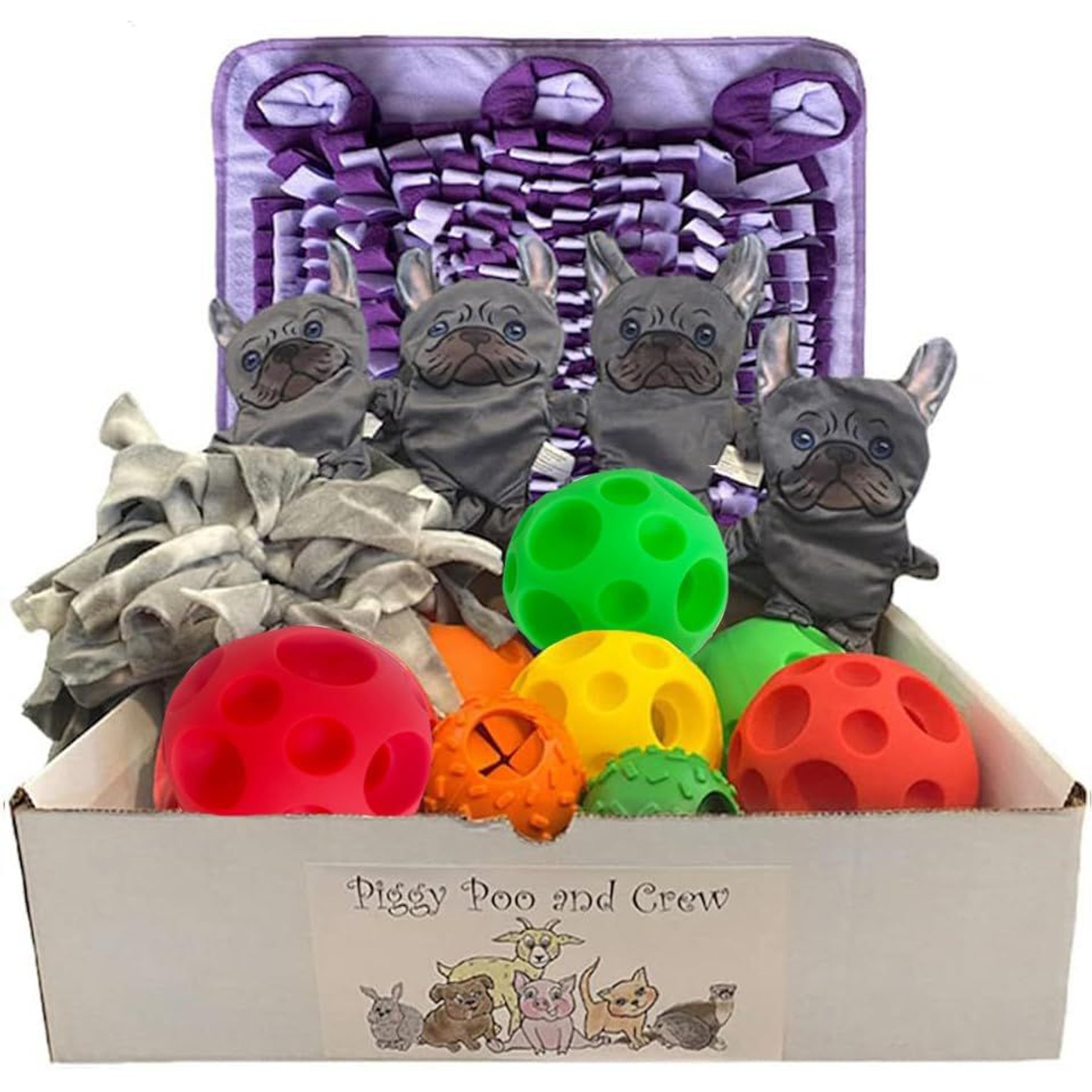 PIGGY POO AND CREW Pet Activity Ball Box, 18 X 20-in, Purple - Chewy.com