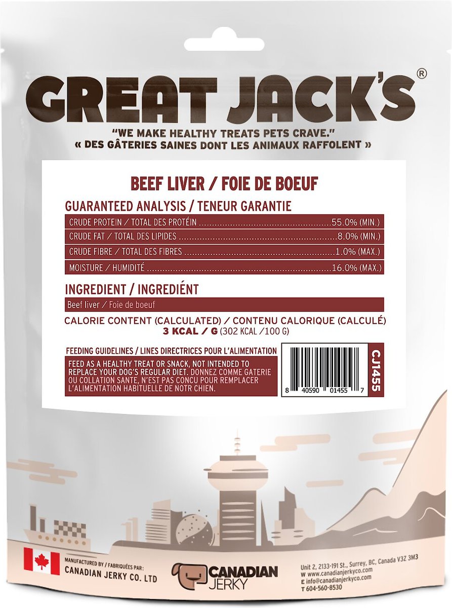 GREAT JACK'S Air Dried Beef Liver Jerky Dog Treats, 6-oz bag - Chewy.com