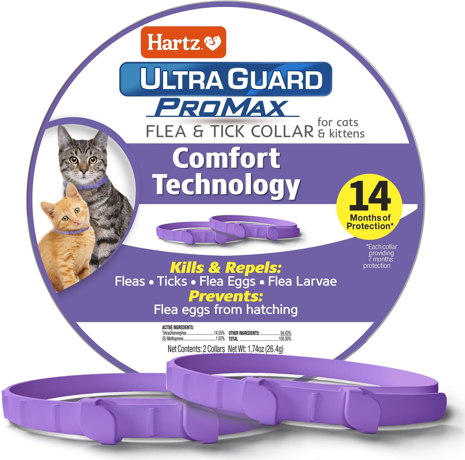 HARTZ UltraGuard ProMax Flea & Tick Cat Collar, Purple, 2 count - Chewy.com