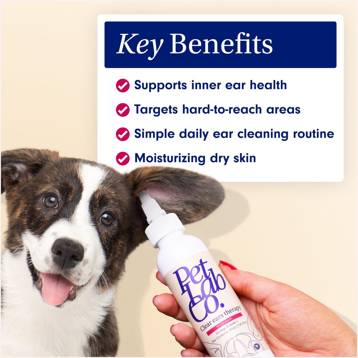 PETLAB CO. Clear Ears Therapy Cat & Dog Ear Cleaning Solution, 4-fl oz ...