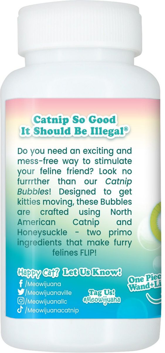 MEOWIJUANA Bubbles with Honeysuckle Catnip, 5-oz bottle - Chewy.com