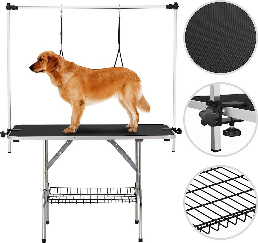 YAHEETECH Foldable Retractable Bath Dog & Cat Grooming Table, Black ...