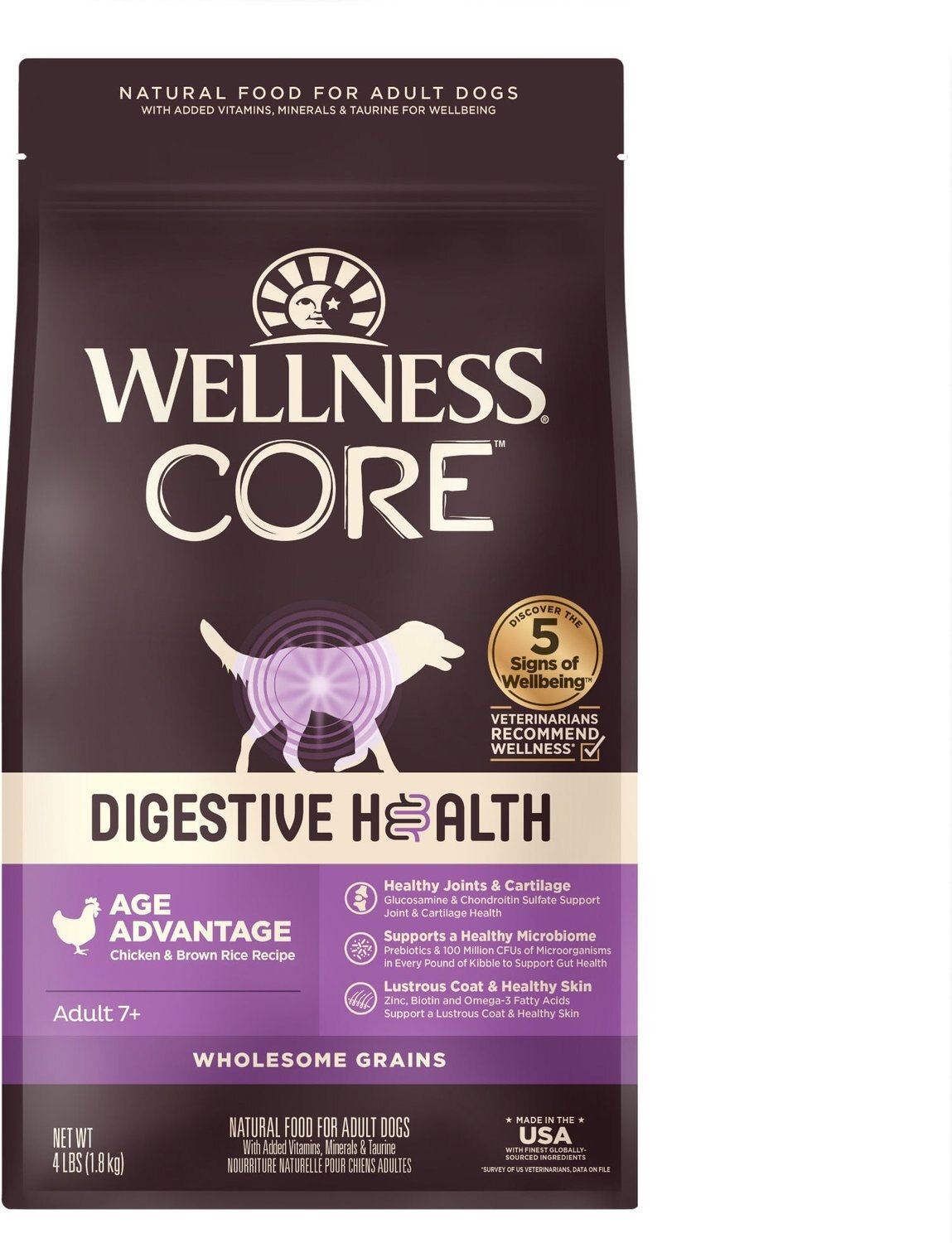 WELLNESS CORE Digestive Health Age Advantage Senior Chicken & Brown ...