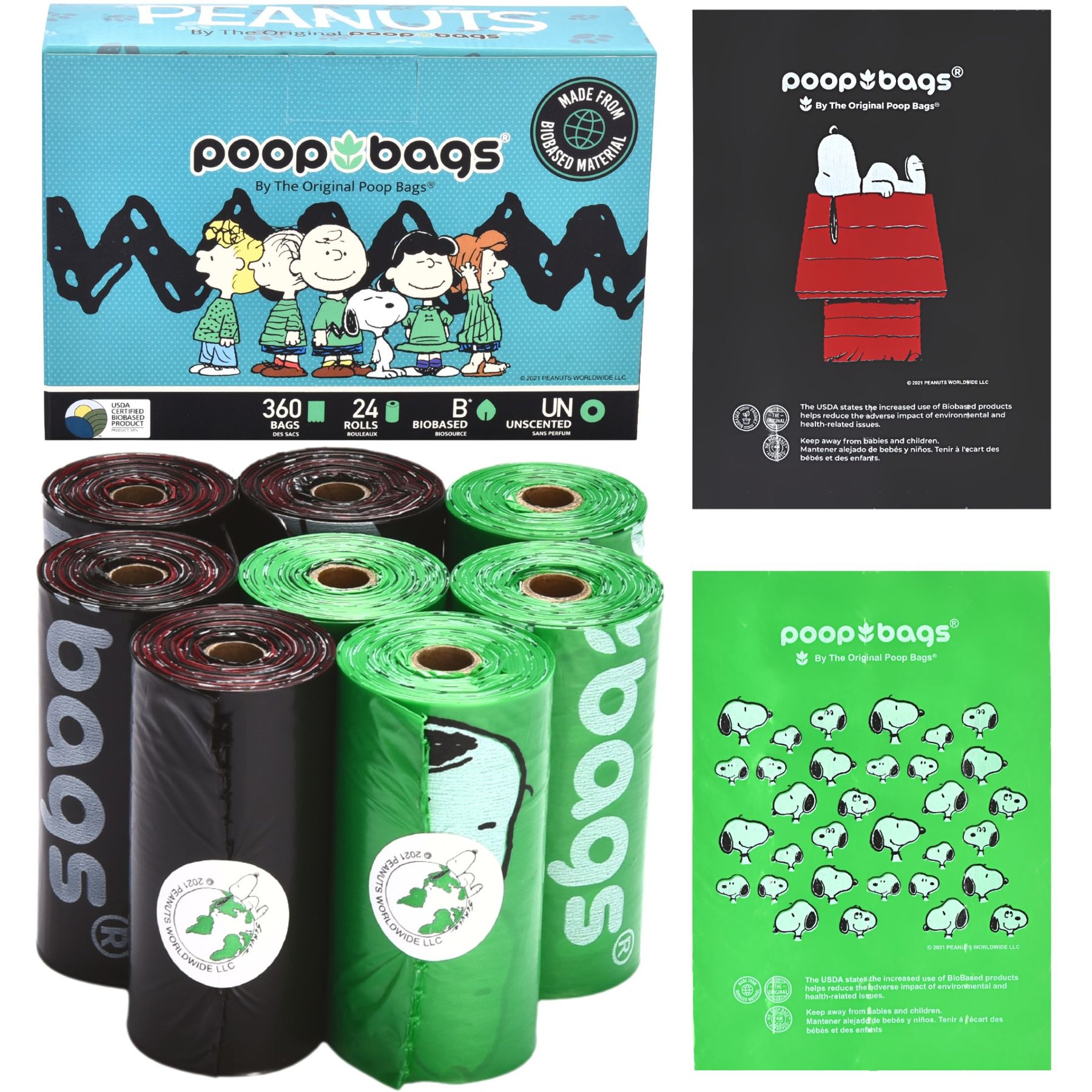 THE ORIGINAL POOP BAGS Peanuts USDA Biobased Dog Poop Bags, 360 count ...