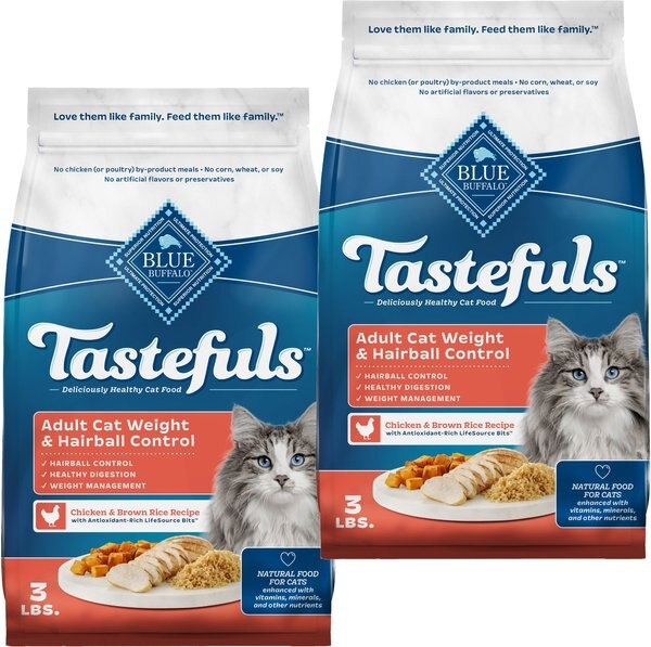 BLUE BUFFALO Tastefuls Weight & Hairball Control Adult Dry Cat Food, 3 ...