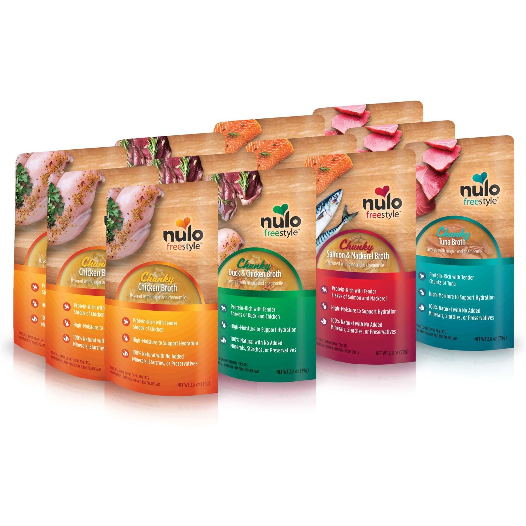 NULO FreeStyle Chunky Broth Grain-Free Variety Pack Cat Food, 2.8-oz ...