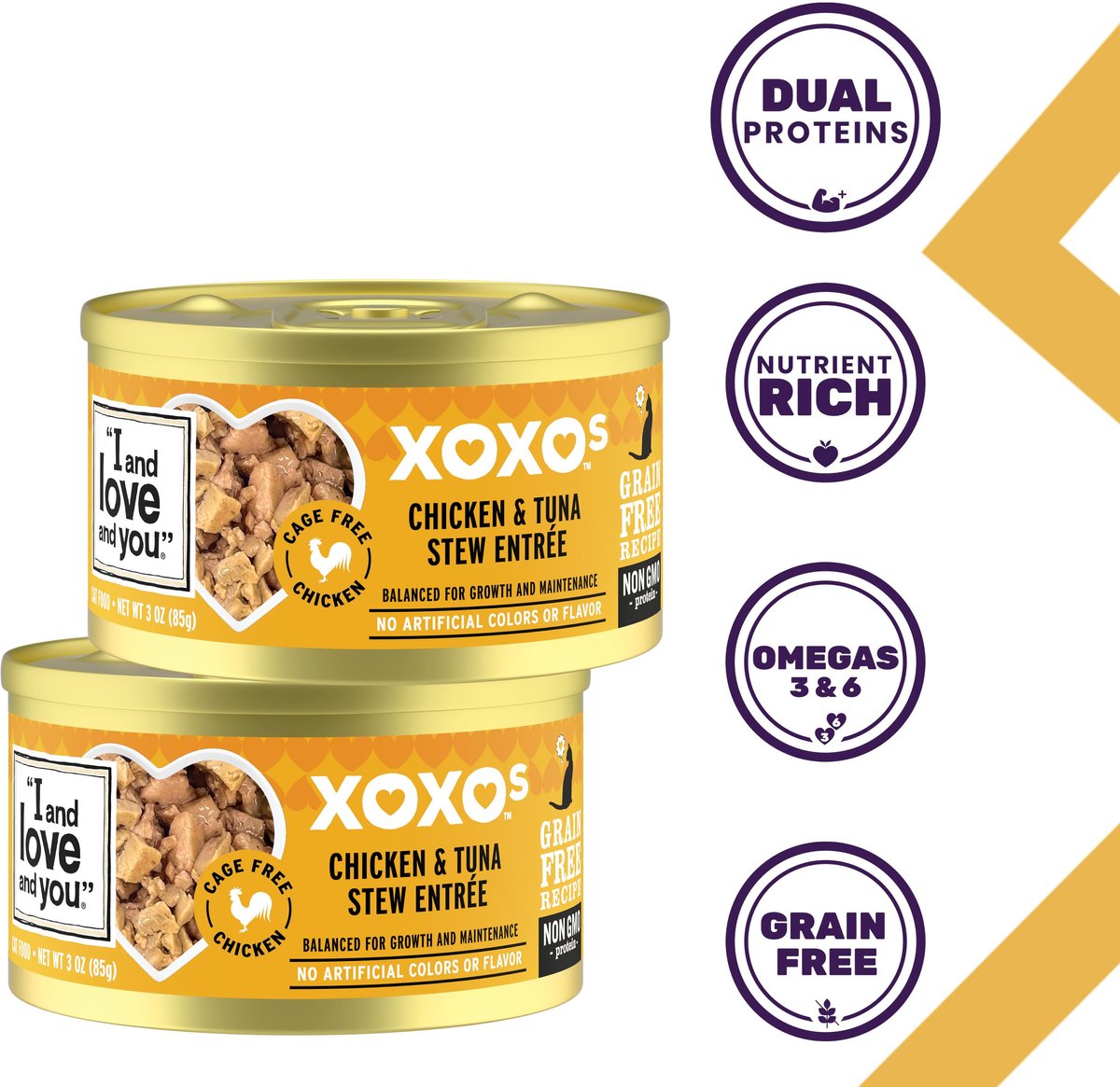 I AND LOVE AND YOU XOXO Chicken & Tuna Grain-Free Stew Canned Cat Food ...