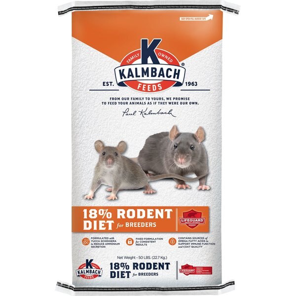 KALMBACH FEEDS 18% Rodent Diet Cubes Rats & Mice Food, 50-lbs bag ...