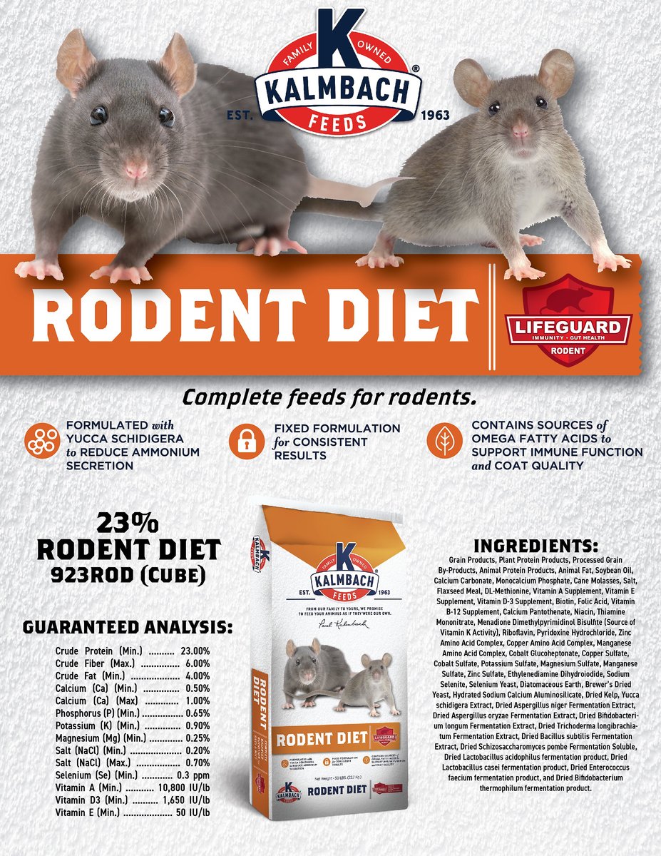 KALMBACH FEEDS 23% Rodent Diet Cubes Rats & Mice Food, 50-lbs bag ...