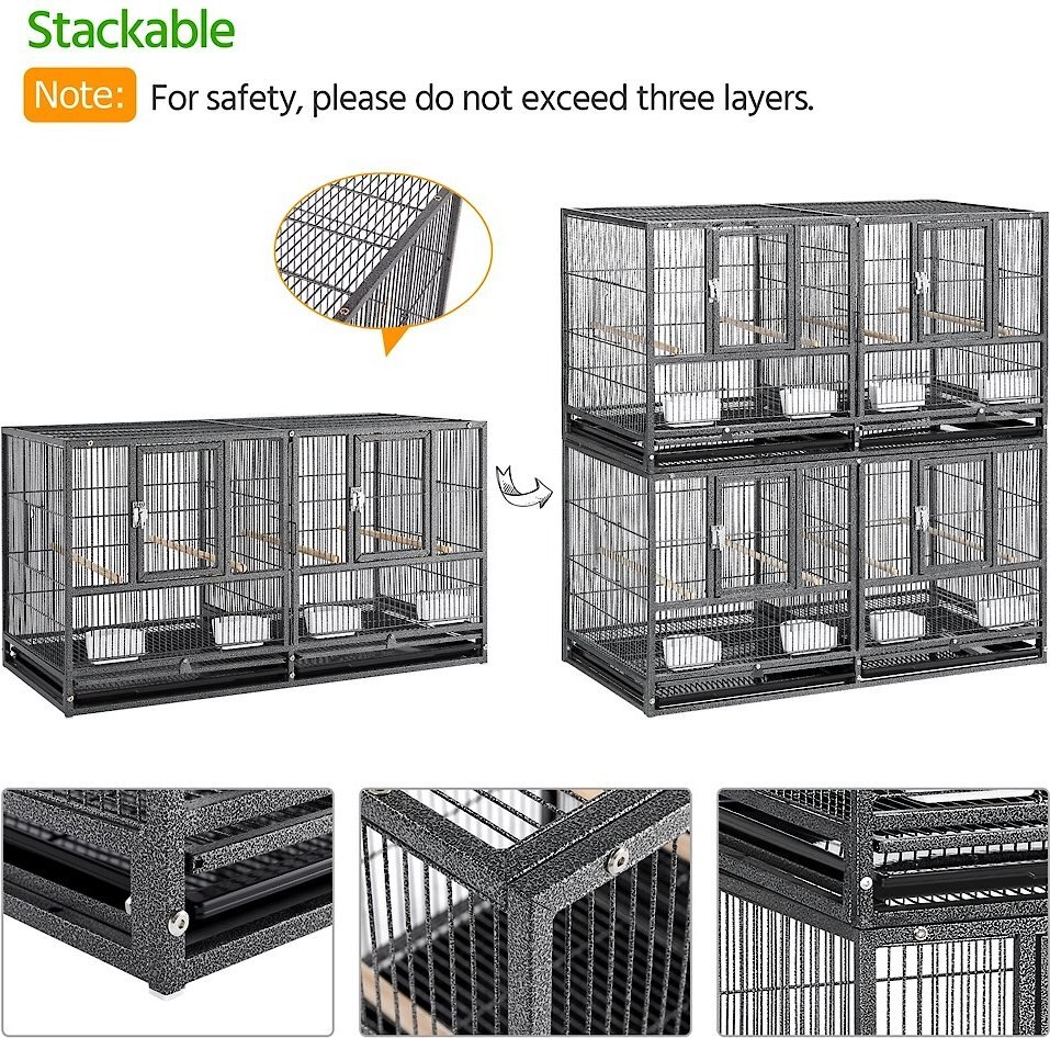 YAHEETECH 18-in Wide Stackable Divided Breeder Cage, Black - Chewy.com