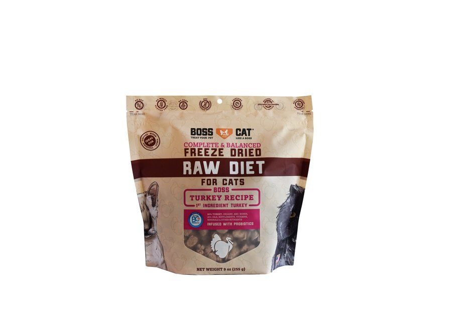 BOSS CAT Complete & Balanced Raw Diet Turkey Recipe Freeze-Dried Cat ...