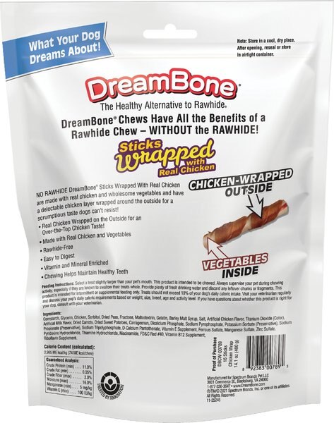 DREAMBONE Chicken Wrapped Stick Dog Treat, 16 count - Chewy.com