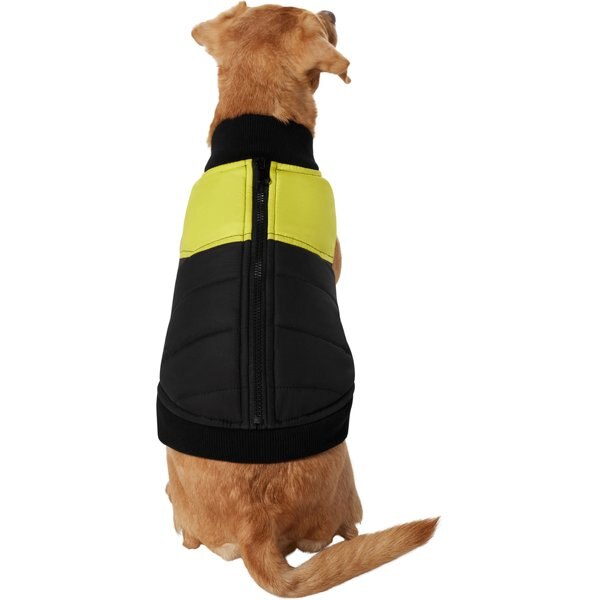 FRISCO Lightweight Colorblock Puffer Dog & Cat Jacket, Black, X-Large ...