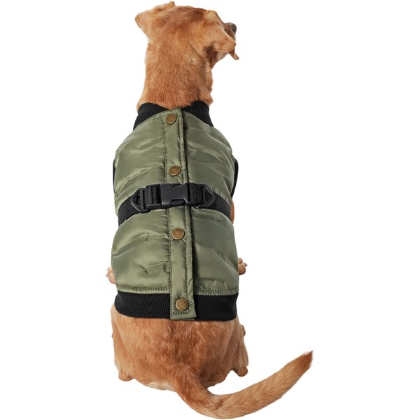 FRISCO Lightweight Belted Puffer Dog & Cat Jacket, Olive, X-Large ...