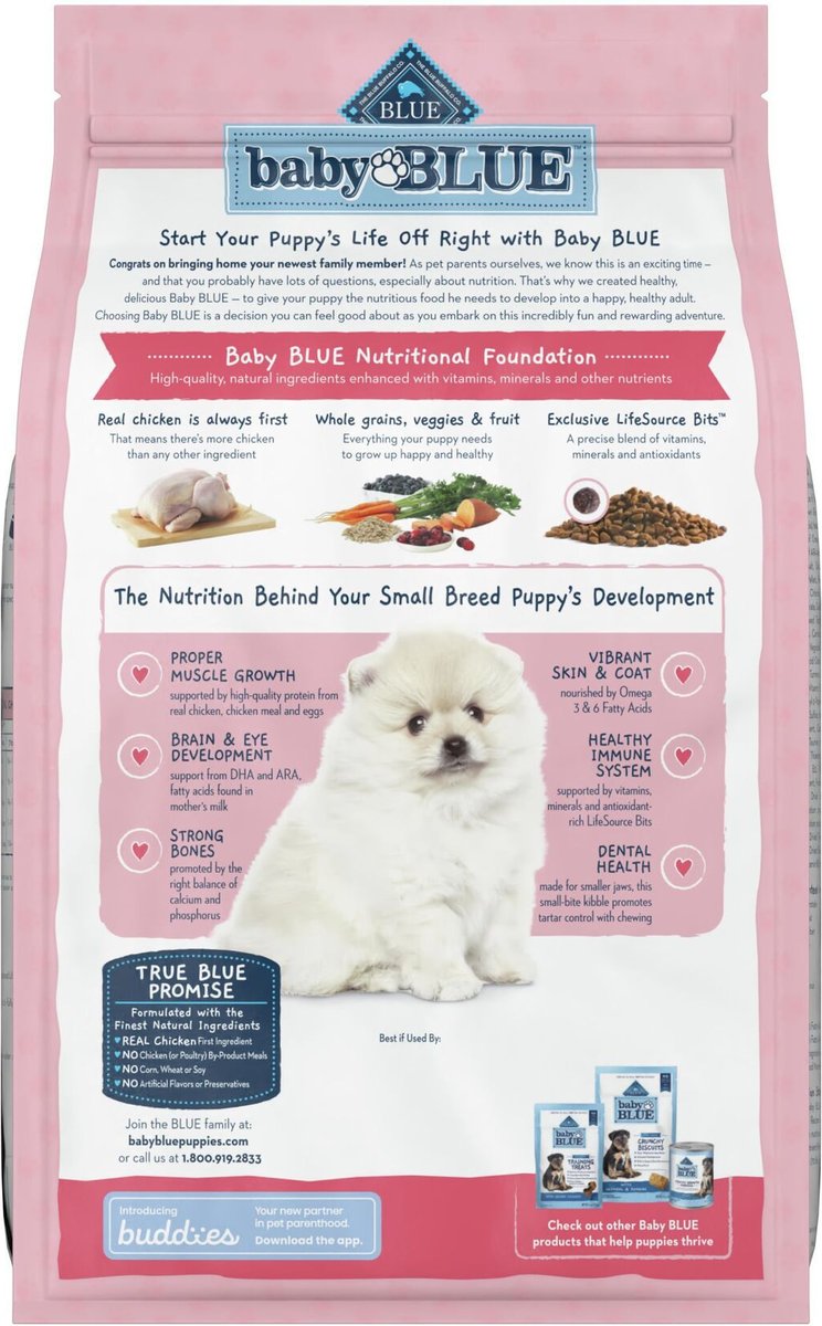 BLUE BUFFALO Baby BLUE Small Breed Puppy Chicken & Oatmeal Recipe Dry ...