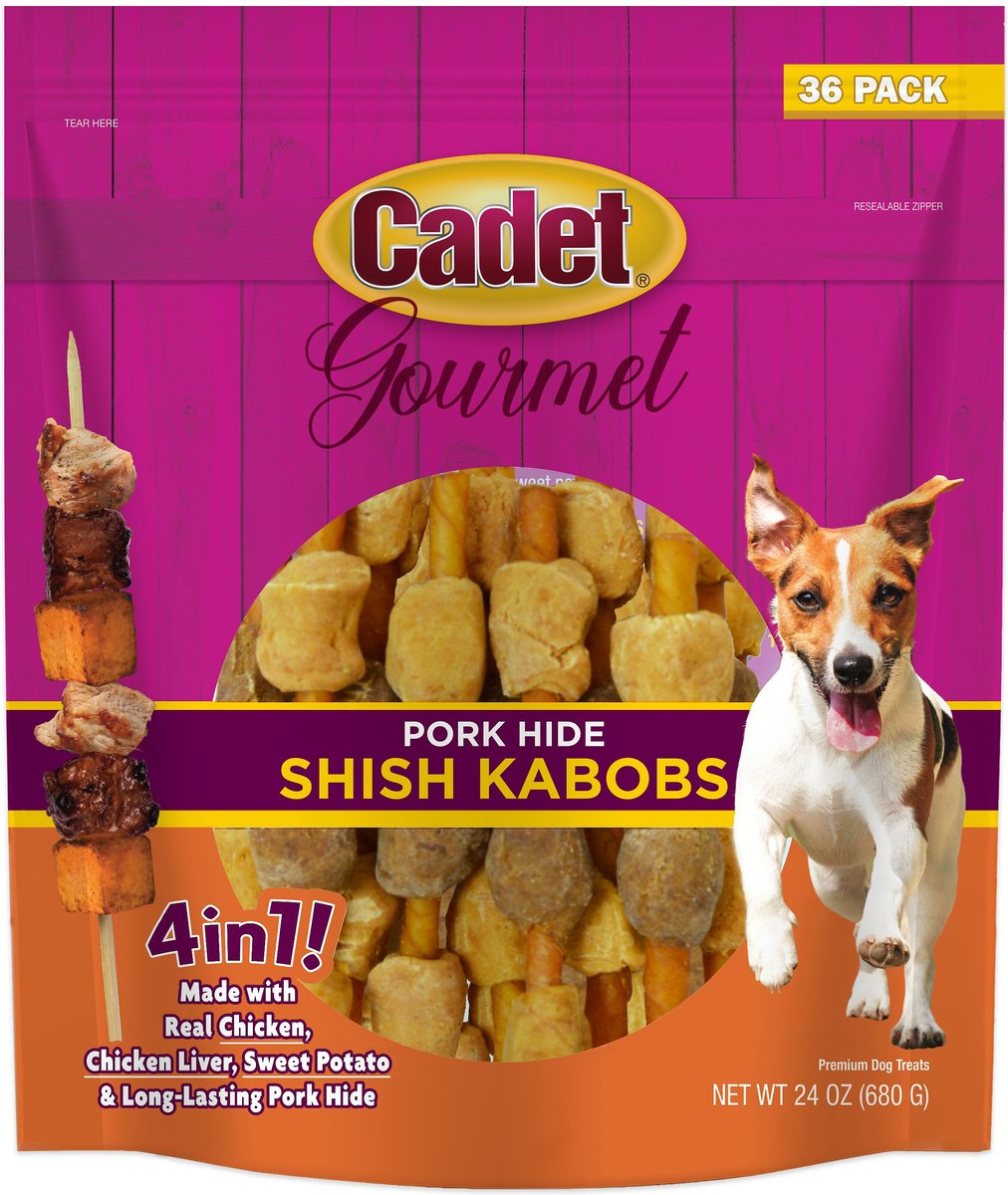 Out of Stock - CADET Gourmet Pork Hide Shish Kabob Dog Treats, Small ...