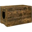 SWEET BARKS Enclosed House Side Table Cat Litter Box, Rustic Brown ...