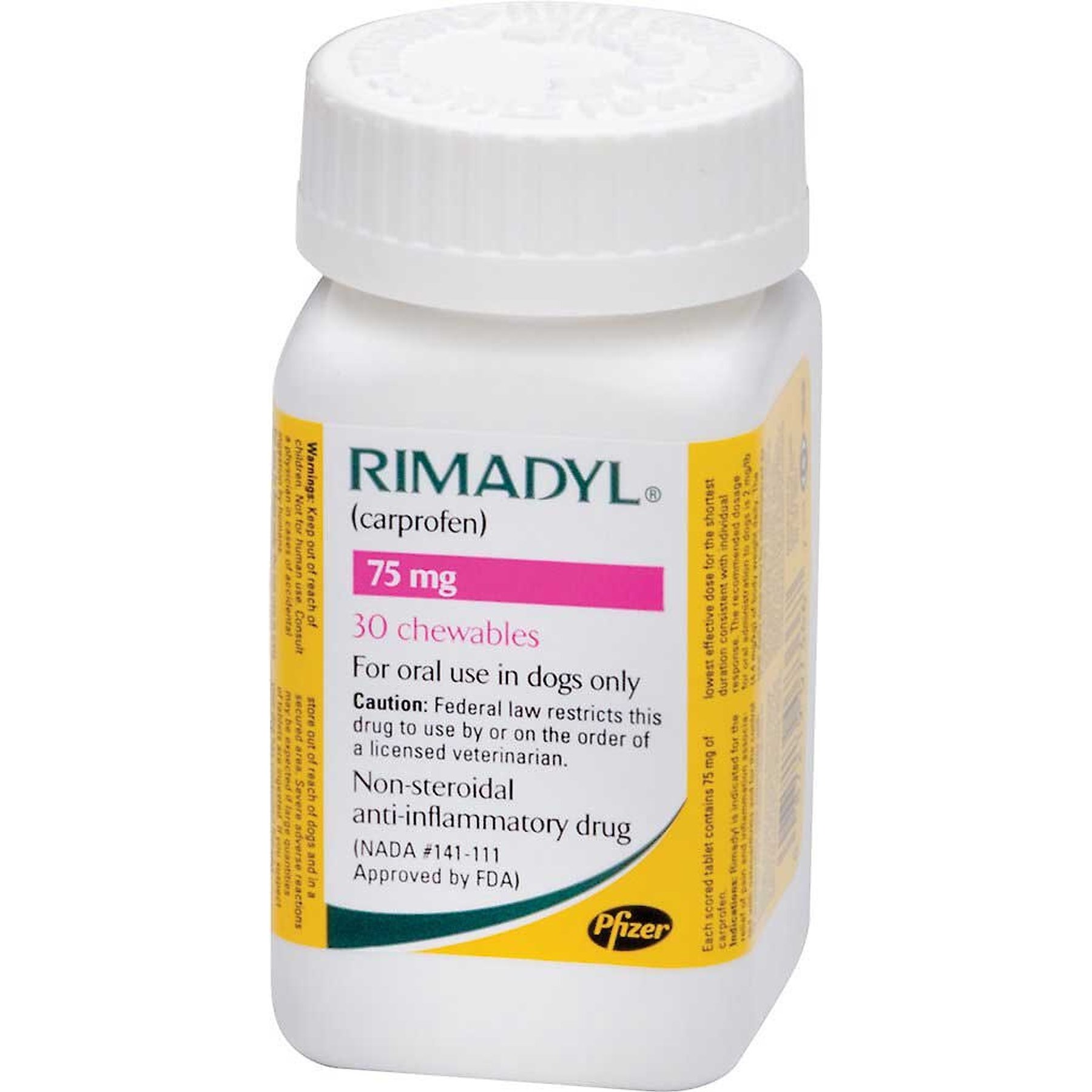 RIMADYL (carprofen) Chewable Tablets for Dogs, 75-mg, 30 tablets ...