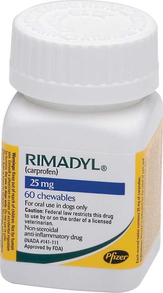 RIMADYL (carprofen) Chewable Tablets for Dogs, 25-mg, 60 tablets ...