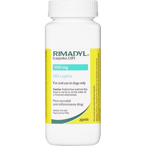 RIMADYL (Carprofen) Caplets for Dogs, 60 Caplets, 100-mg - Chewy.com