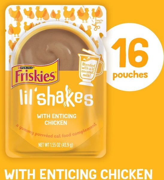 FRISKIES Pureed Topper Lil' Shakes with Enticing Chicken Cat Food, 1.55 ...