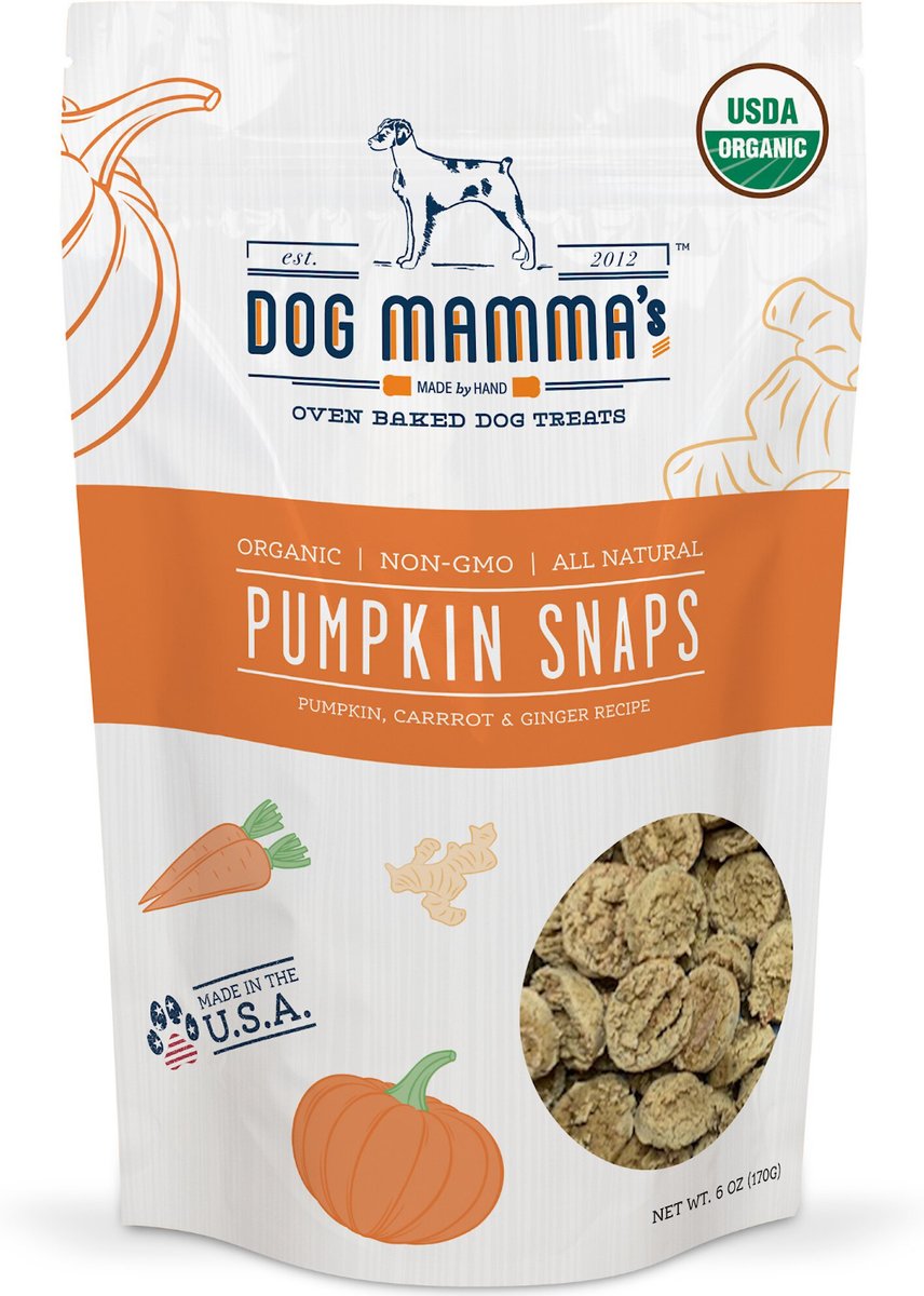 DOG MAMMA’S Organic Pumpkin Snaps Dog Treats, 6-oz bag - Chewy.com