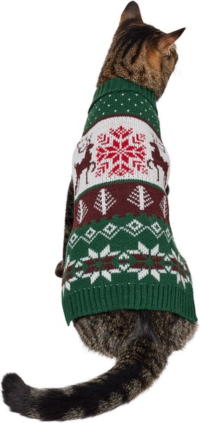 FRISCO Fair Isle Moose Dog & Cat Sweater, X-Small, Green - Chewy.com