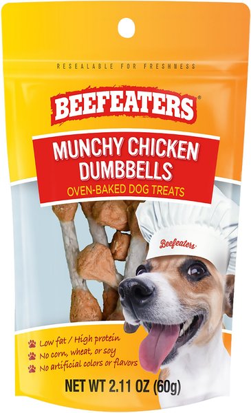 BEEFEATERS Munchy Chicken Dumbbells Jerky Dog Treat, 2.11-oz bag, case ...